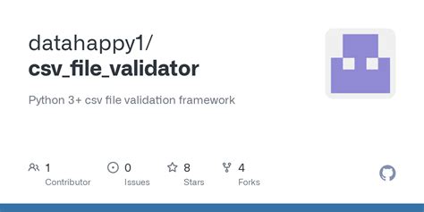 Github Datahappy1csvfilevalidator Python 3 Csv File Validation Framework