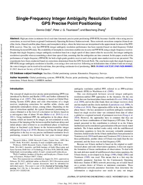 Pdf Single Frequency Integer Ambiguity Resolution Enabled Gps Precise