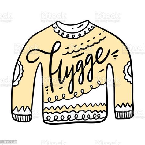 Hygge 손으로 그린 벡터 레터링 과 니트 스웨터 일러스트 0명에 대한 스톡 벡터 아트 및 기타 이미지 0명 가을 겨울