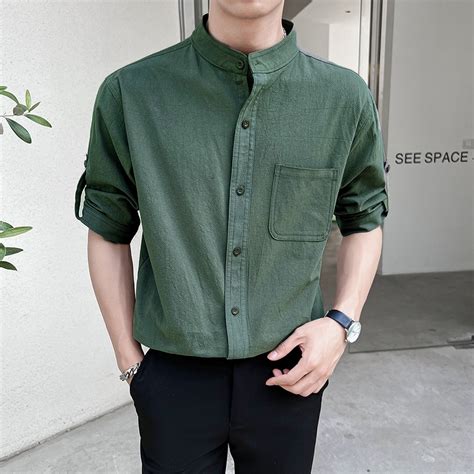 Casual Cotton And Linen Short Sleeved Shirt Men Summer Korean Version