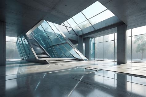 Premium Photo 3d Render Of Abstract Futuristic Glass Architecture