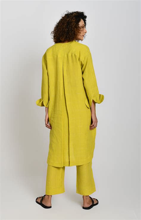 Linen Tunic Co Ord Set Olive Hiranya