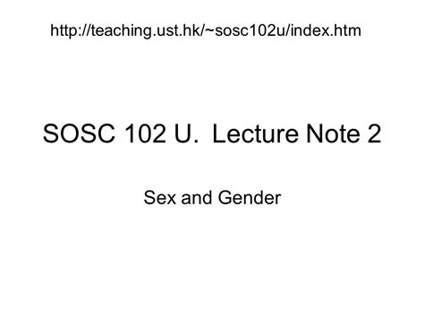 Sosc 102 Ulecture Note 2 Sex And Gender Ppt Download