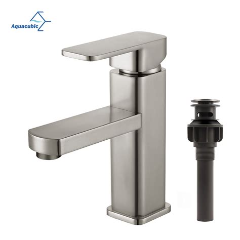 Aquacubic Single Handle Brass Bathroom Sink Faucet Upc Brushed Nickel