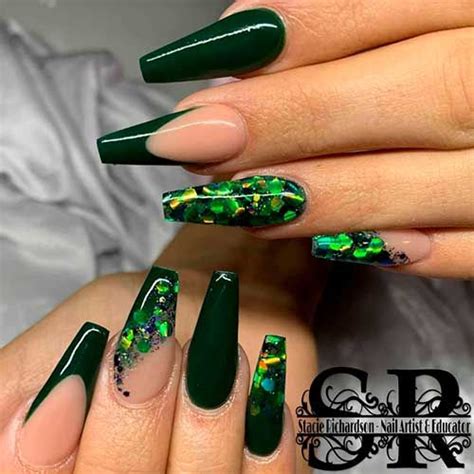 The Best 27 Dark Green Nails Ideas To Try In 2023 Green Acrylic Nails