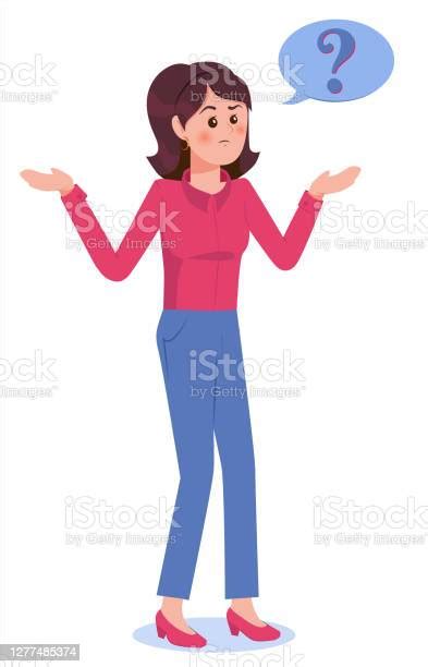 생각 거품에 물음표와 소녀 젊은 고민 하는 여자 사람들은 문제를 생각하거나 해결합니다 딜레마 벡터 평면 만화 개념 일러스트레이션 여자에 대한 스톡 벡터 아트 및 기타 이미지