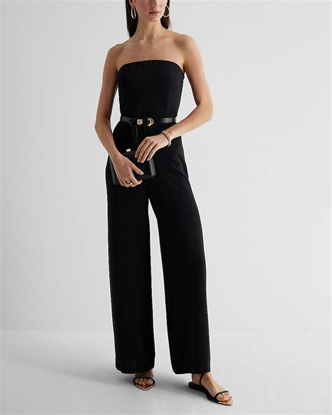 Express Strapless Wide Leg Jumpsuit In Pitch Black Express Style Trial