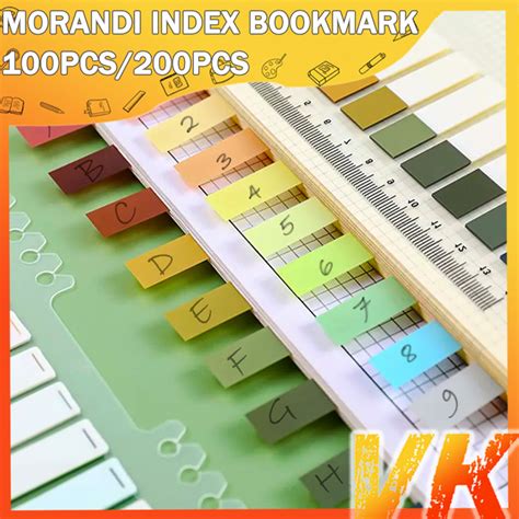 VK Morandi Sticky Note Writable Tab 200Pcs Index Bookmark Markers Read