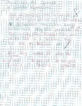 Solving Systems Of Linear Equations Guided Notes By Castillo S Math Tools