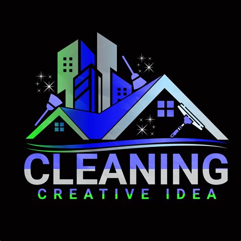 Cleaning Service Logo Design Commercial Residential Logo Home House