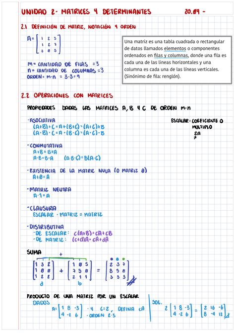 SOLUTION ITT Álgebra Lineal Notas de clase Unidad 2 Matrices y