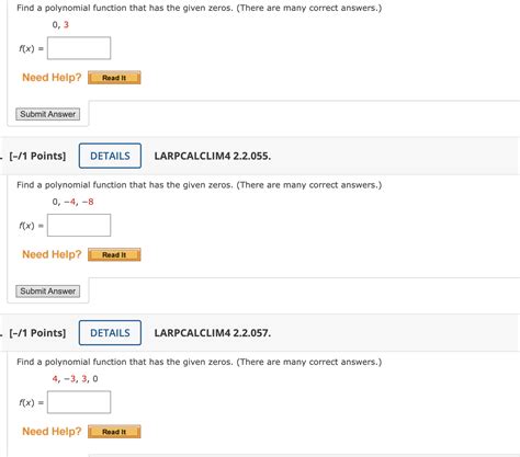 Solved Points LARPCALCLIM Find A Polynomial Chegg