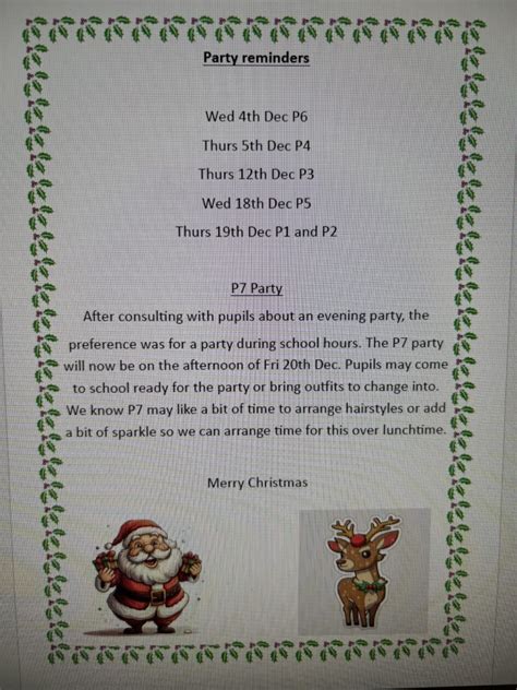 Party Reminders Dalbeattie Primary School