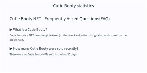 Cutie Booty Nft Floor Price And Value