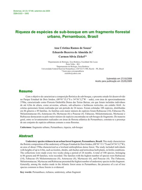 Pdf Understory Species Richness In An Urban Forest Fragment Pernambuco Brazil