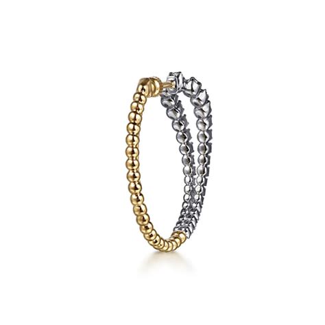 14k White Yellow Gold Bujukan And Graduating Diamond Classic Hoop Earrings