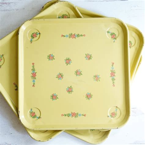 Vintage Tin Lap Trays Etsy