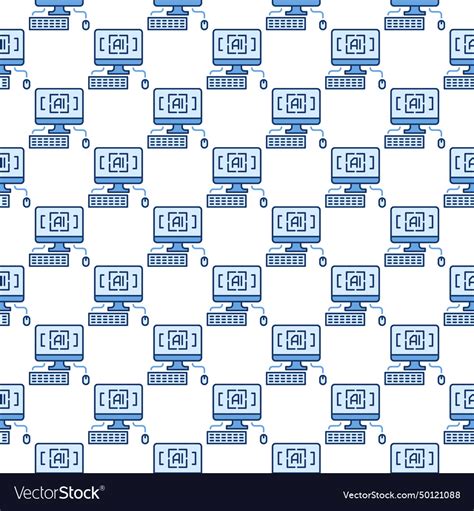 Artificial Intelligence Pc With Keyboard Vector Image