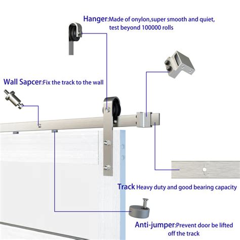 Jubest Tempered Frosted Glass Barn Door With Installation Hardware Kit