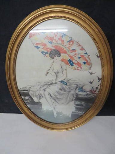 Louis Icart Woman With Parasol