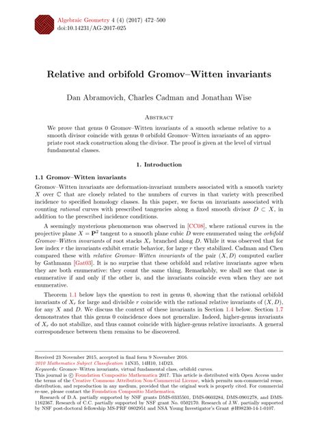 Pdf Relative And Orbifold Gromov Witten Invariants