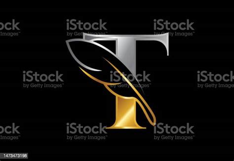 깃털이 있는 초기 T 알파벳입니다 법률 회사 아이콘 기호 기호입니다 작성자 또는 게시자를 위한 로고 개념에 대한 스톡 벡터 아트 및 기타 이미지 Istock