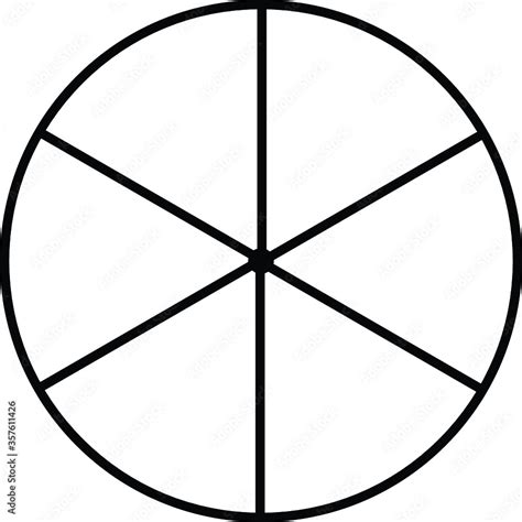 Circle Divided Into 6 Parts Equal Parts Black Outline Stock Vector Adobe Stock