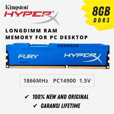 Jual RAM Kingston HYPERX FURY RAM DDR GB Mhz PC Longdimm MEMORY Di Seller Meena Store