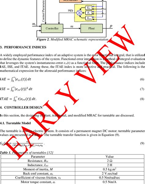 table 1 from design and implementation of mrac and mrac pid feedback for