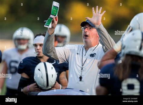 Penn State Offensive Coordinator Joe Moorhead Calls A Play During Ncaa