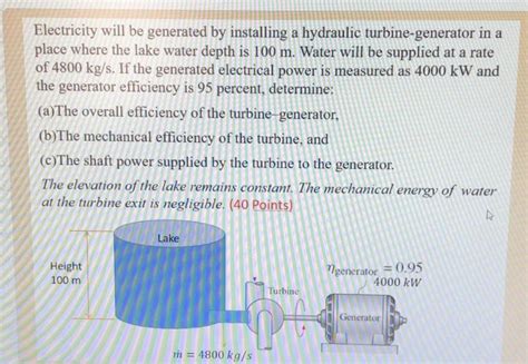 Solved Electricity Will Be Generated By Installing A Chegg
