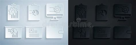 Set Board With Resume Computer Monitor Graph Chart Wallet Clipboard