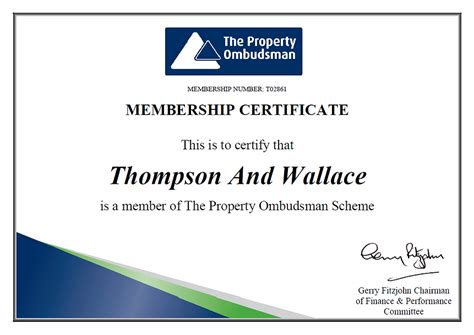 Tpo Certificate Thompson Wallace