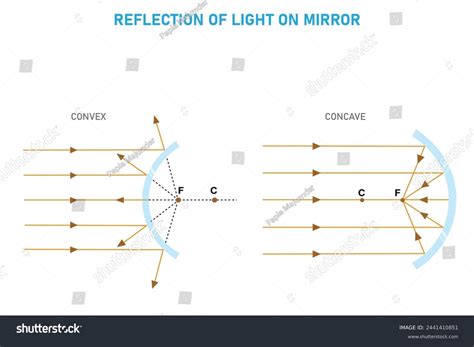 Concave Mirrors Converge Light Focusing Towards Stock Vector Royalty Free 2441410851