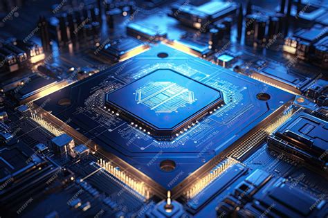 Premium Ai Image Powerful Quantum Cpu On Pcb Motherboard With Data Transfers