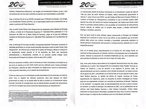 Las Razones Del Congreso Para Censurar Al Ministro De Energía Y Minas
