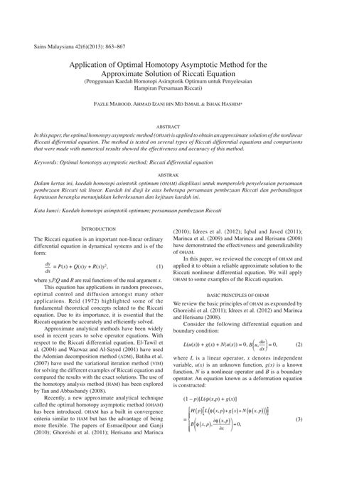 Pdf Application Of Optimal Homotopy Asymptotic Method For The