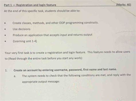 Solved Part 1 — Registration And Login Feature Marks 40 At The End