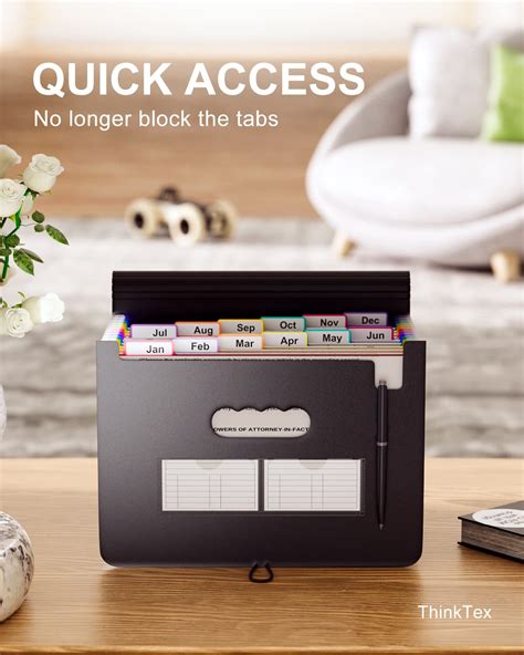 Thinktex Accordion File Organizer 12 Pockets Monthly