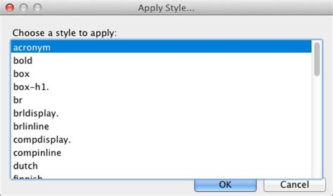 Apply Style Dialog