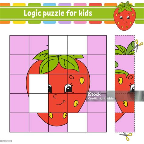 아이들을위한 논리 퍼즐 교육 개발 워크 시트 아이들을위한 게임을 학습 활동 페이지 유아용 유치원 수수께끼 귀여운 만화 스타일의 간단한 평면 고립 벡터 일러스트 가위에 대한