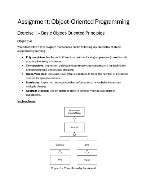 Assignment 1 Assignment Object Oriented Programming Exercise 1