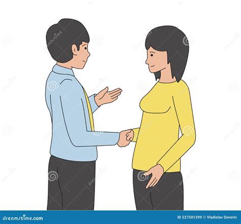 Man And Woman Shake Hands Symbols Male And Female In The Background