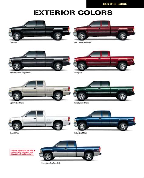 1999 2002 Silverado Paint Options Chevy Trucks