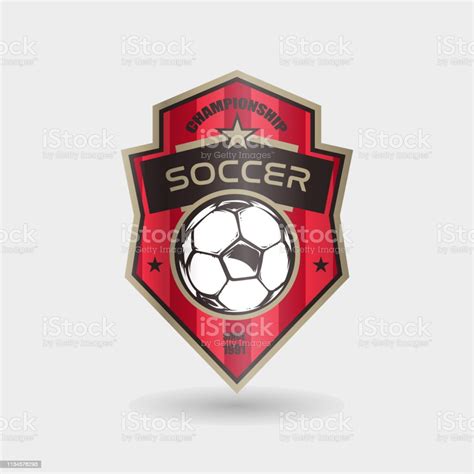 축구 축구 배지 디자인 서식 파일 흰색 배경에 고립 된 스포츠 팀 정체성 벡터 일러스트 Championship에 대한 스톡 벡터
