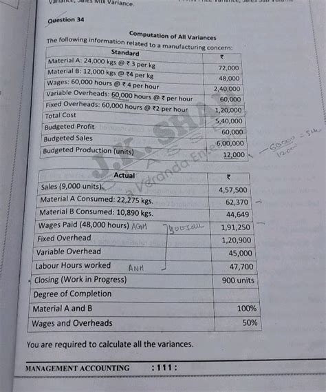 Question 34 Computation Of All Variances The StudyX