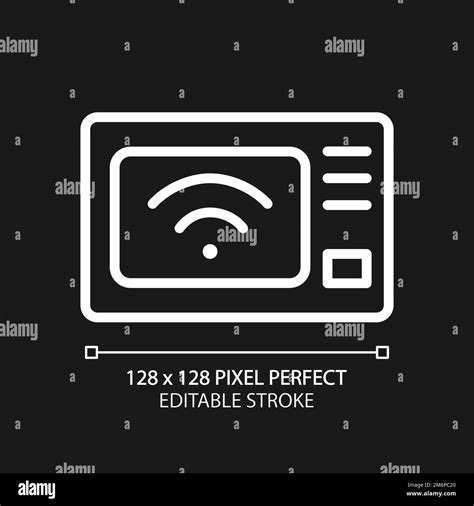 Smart Microwave Oven Pixel Perfect White Linear Icon For Dark Theme Stock Vector Image And Art Alamy