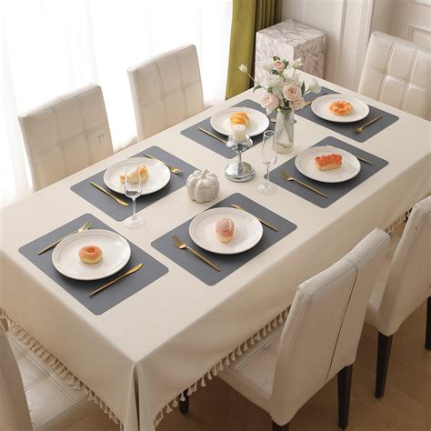 Premium Faux Leather Dining Table Mats Dark Grey Hokipo Har Ghar