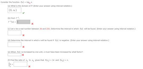 solved consider the function f x log6x a ﻿what is the