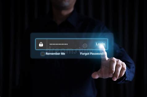 Businessman Hand Touch Screen Login Username And Password Identity Or